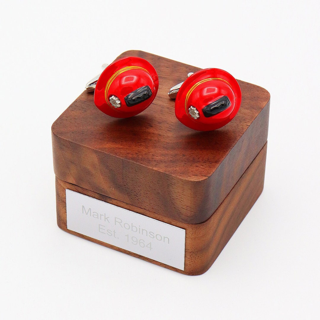 Personalised Fire Fighter Helmet Cufflinks | Custom Cuff Links Gift for ...