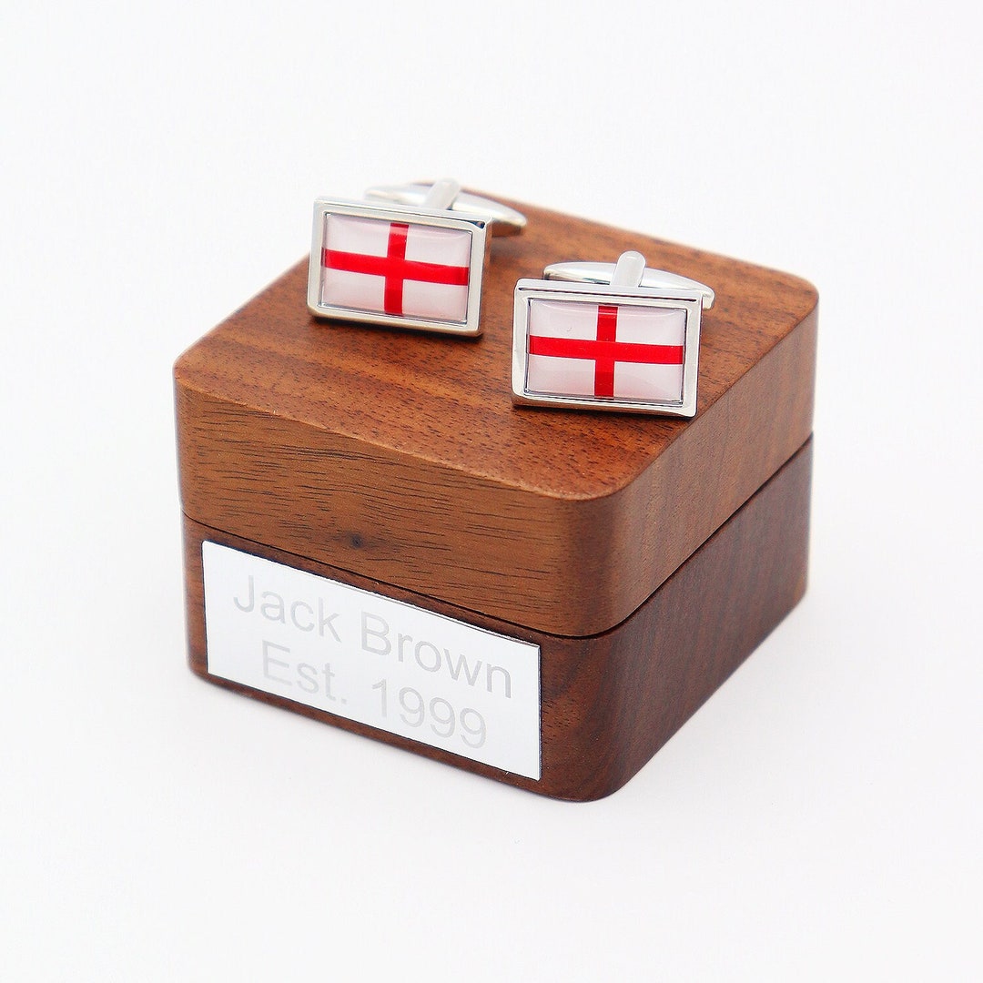 Personalised England St George Cross Flag Cufflinks | Custom Engraved ...