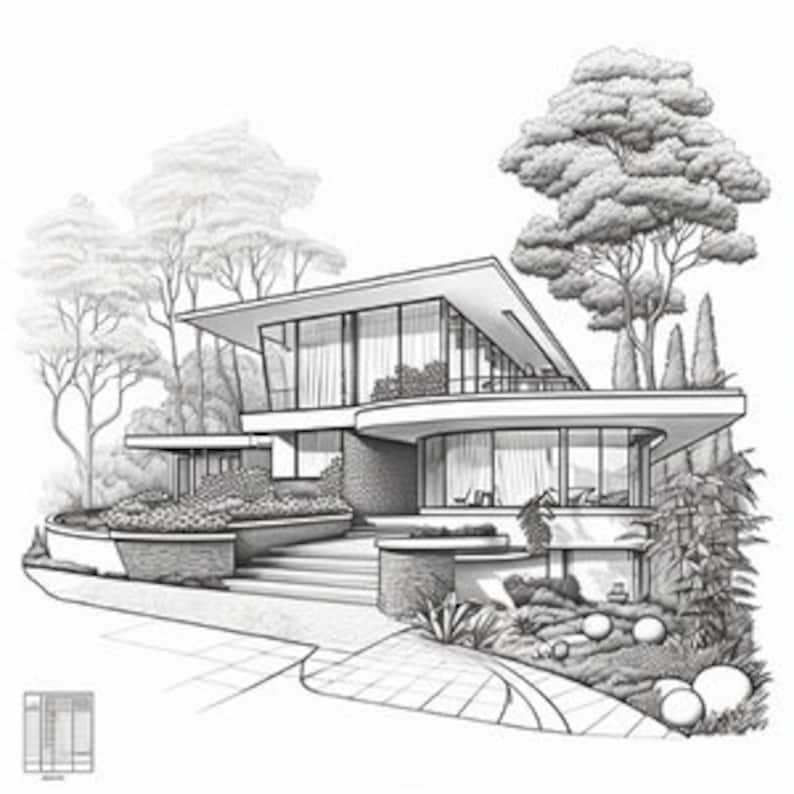 The Modern Villa Masterpiece: A Coloring Book for Designers - Etsy