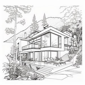 The Modern Villa Masterpiece: A Coloring Book for Designers - Etsy