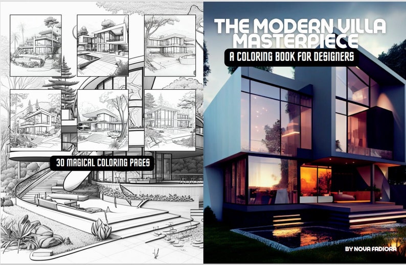 The Modern Villa Masterpiece: A Coloring Book for Designers - Etsy