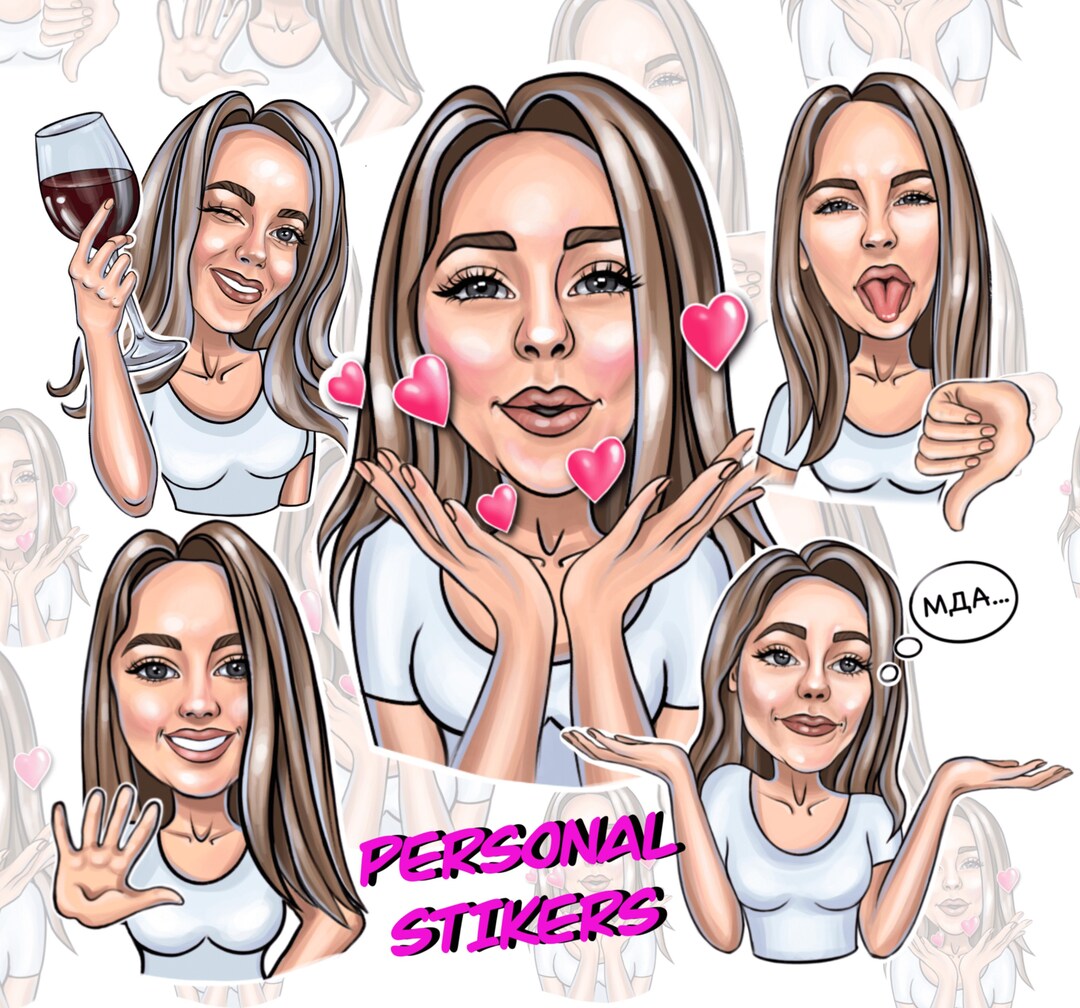 Digital Stickers, Sticker Pack, Personalized Stickers, Portrait From ...