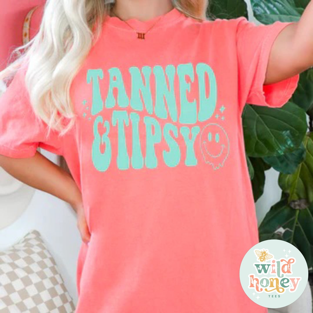 Tanned & Tipsy T-shirt, Tanned Tipsy T-shirt, Women's Funny T-shirt ...