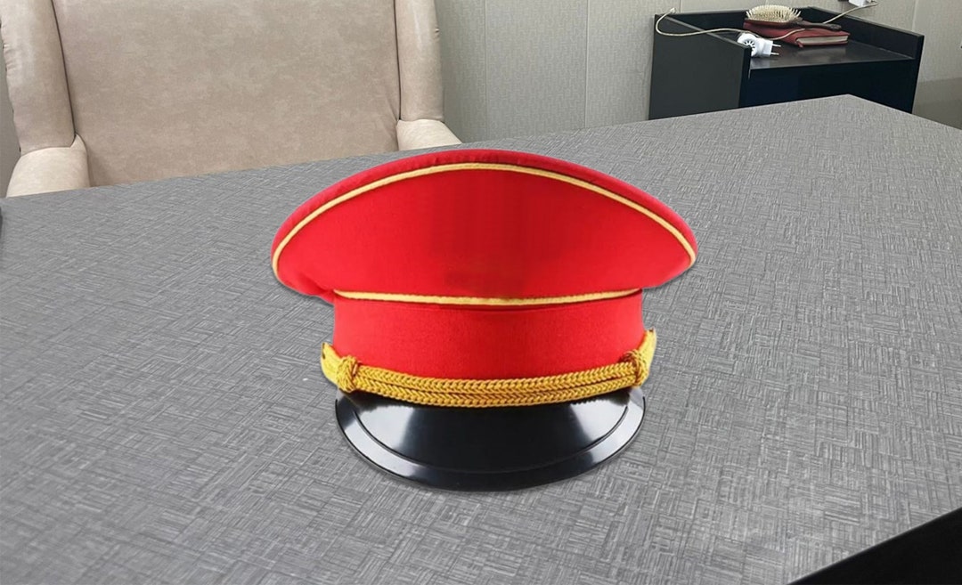 Red Officer Style Peak Cap Festival Hats Uniform Hat Army - Etsy