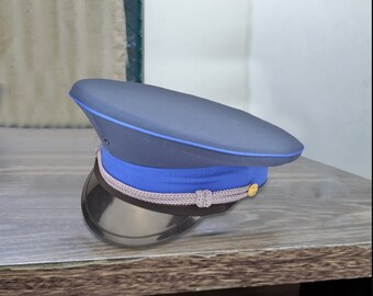 Black Officer Style Peak Cap Festival Hats Uniform Hat Army - Etsy