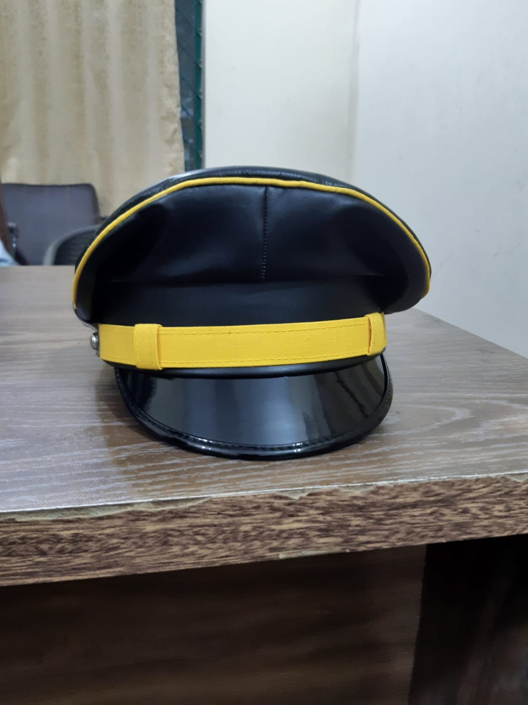 Black Genuine Soft Leather Army Muir Biker Peaked Bluf Cap Hat - Etsy