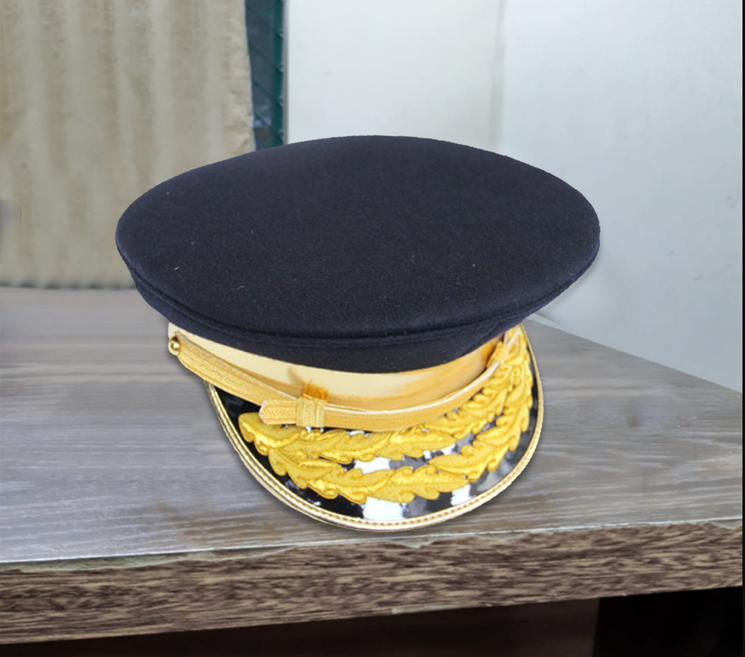 Navy Blue Officer Style Peak Cap Festival Hats Uniform Hat - Etsy