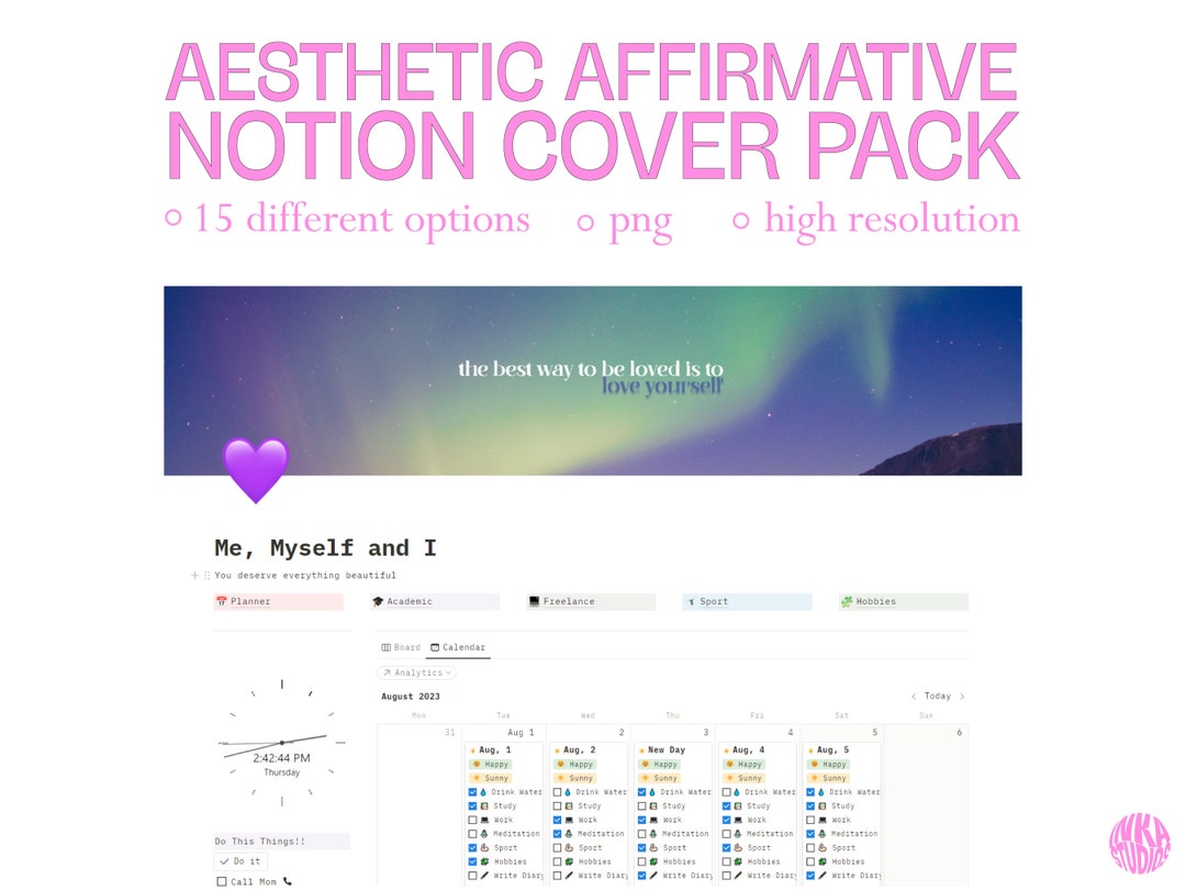 Aesthetic Affirmative Notion Covers - Etsy