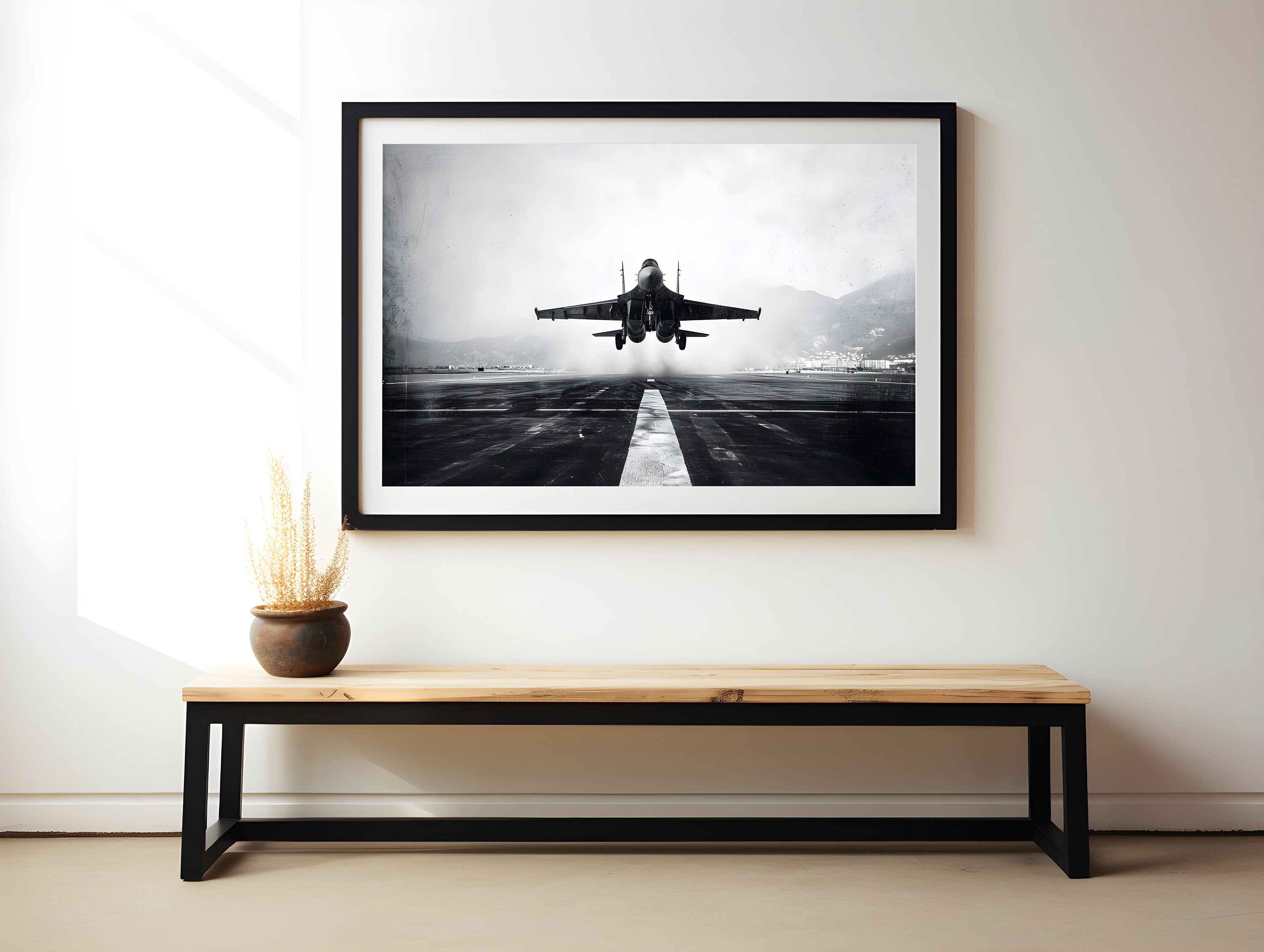 Vintage Black and White Jet Poster Airplane Wall Art Aviation Poster ...