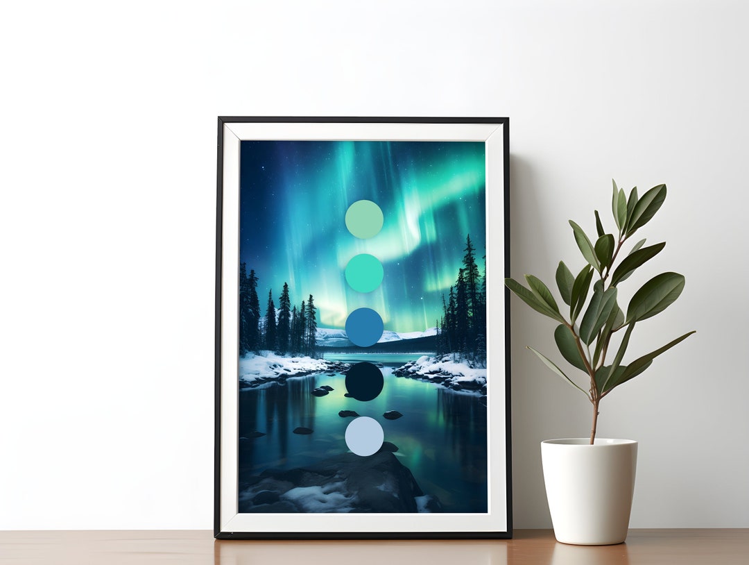 Northern Lights Color Palette Printable Wall Art Peaceful Night Nature ...