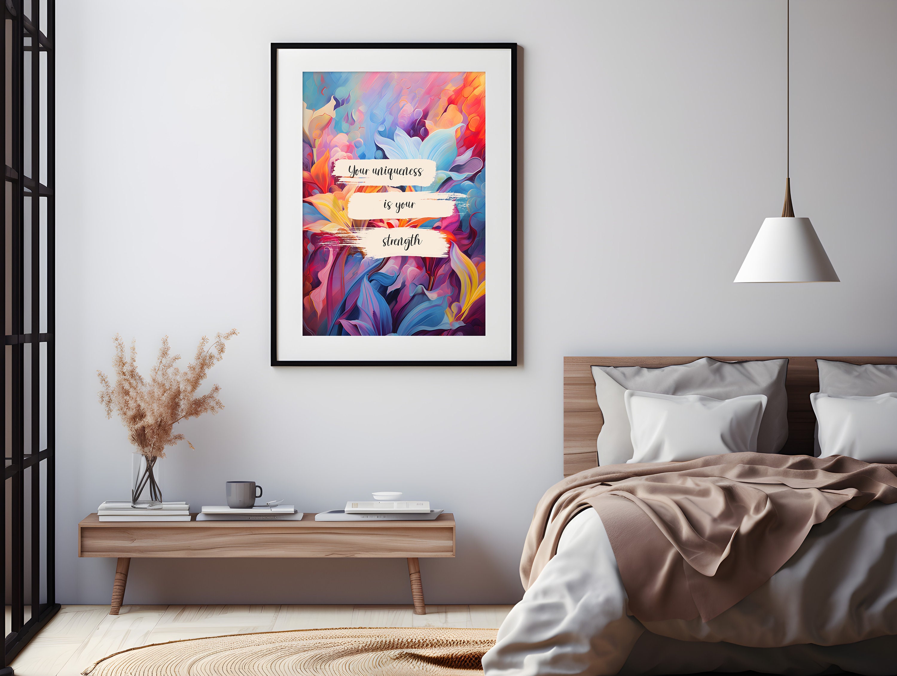 Abstract Motivational Wall Art Colorful Floral Wall Decor Motivational ...