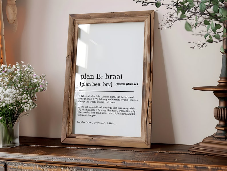 Funny Plan B Braai Definition Print South African Humor Wall Art South ...
