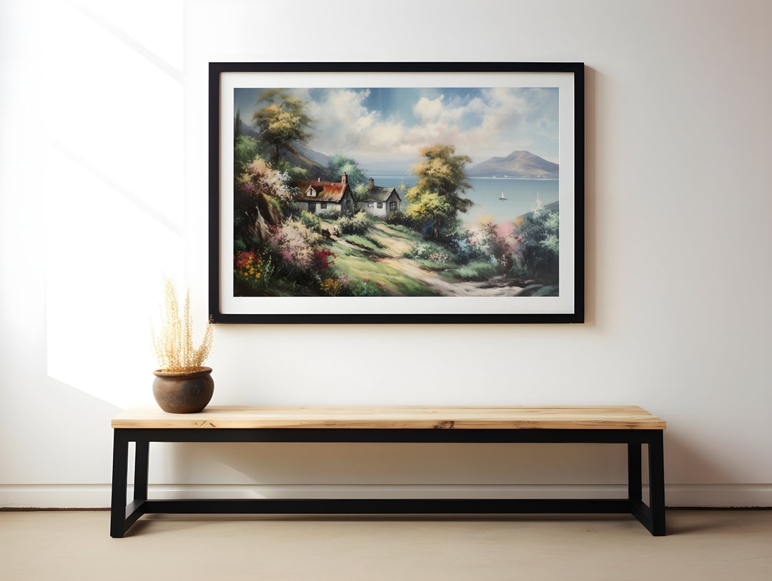 Vintage Country Cottage Wall Art Painting Country Wall Art Landscape ...