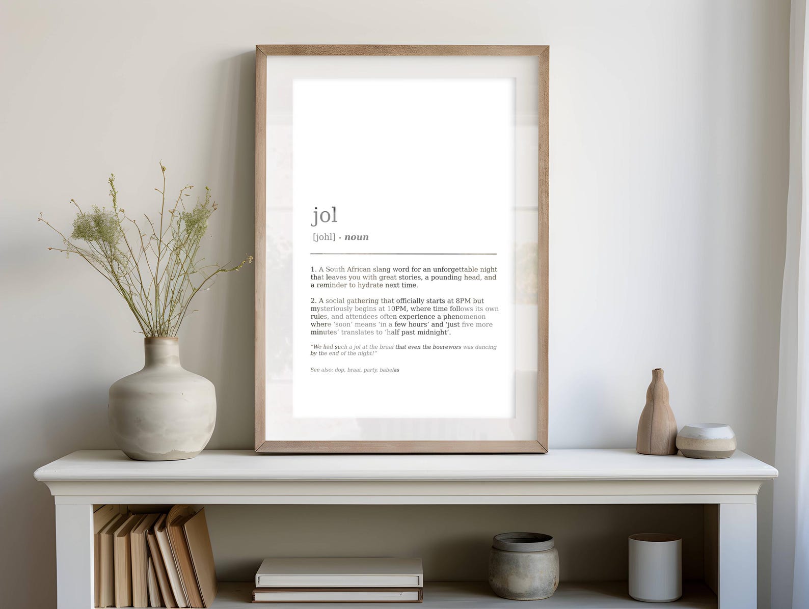 Jol Funny Dictionary Definition Wall Art South African Slang South ...