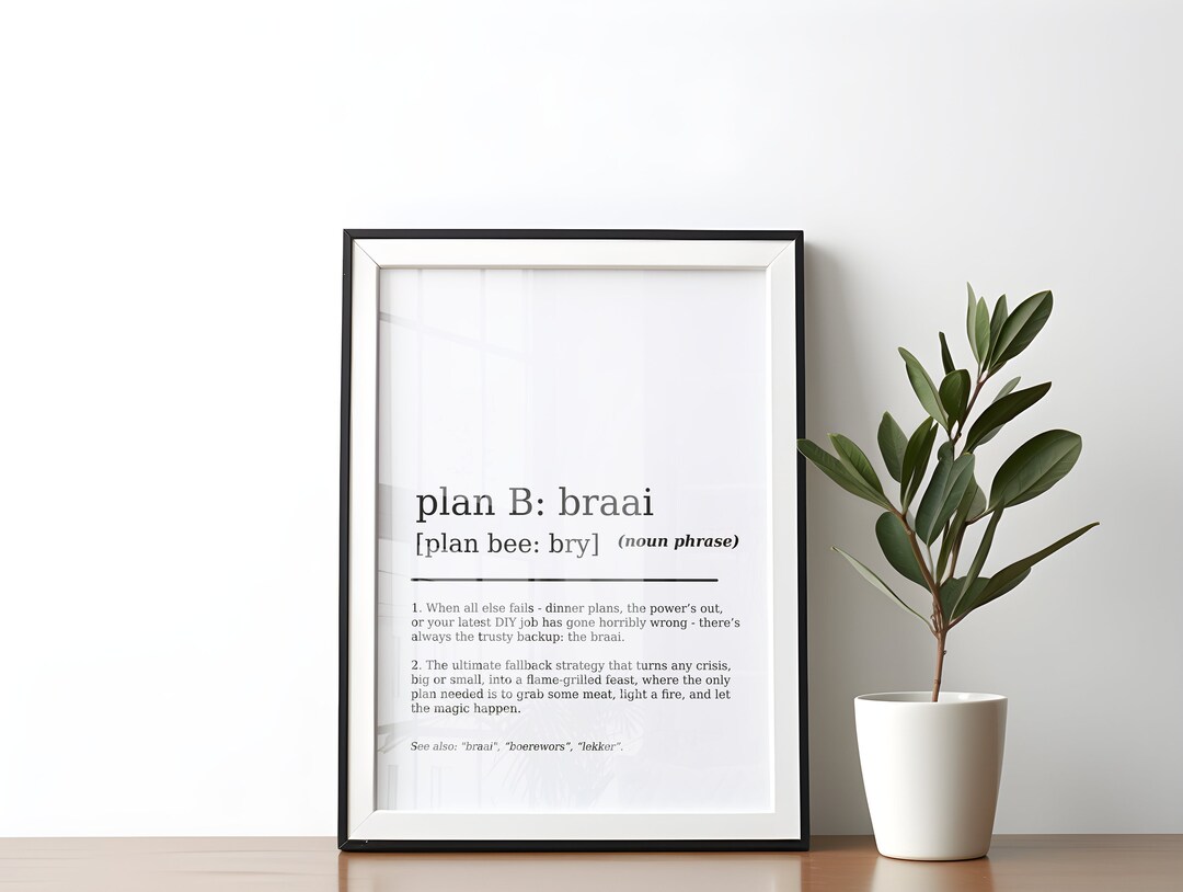 Funny Plan B Braai Definition Print South African Humor Wall Art South ...
