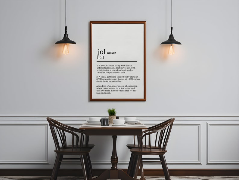 Jol Funny Dictionary Definition Wall Art South African Slang South ...