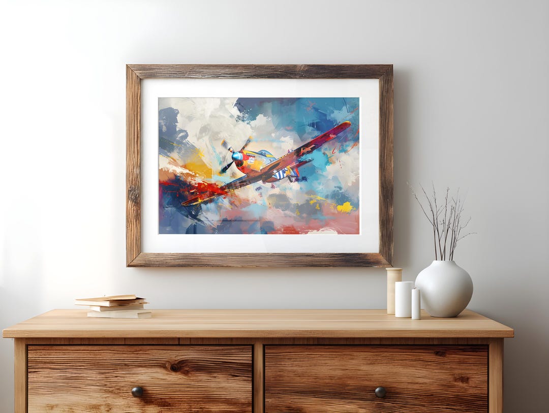 Colorful Airplane Painting Poster Digital Download, Aviation Wall Art ...