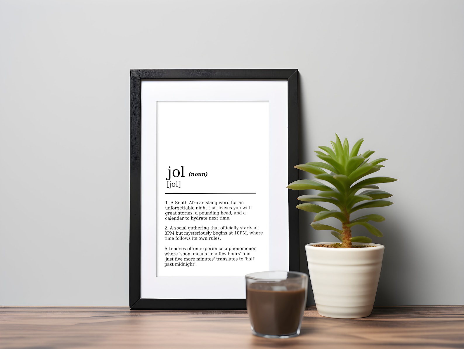 Jol Funny Dictionary Definition Wall Art South African Slang South ...