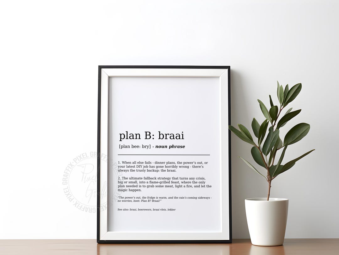 Funny Plan B Braai Definition Print South African Humor Wall Art South ...