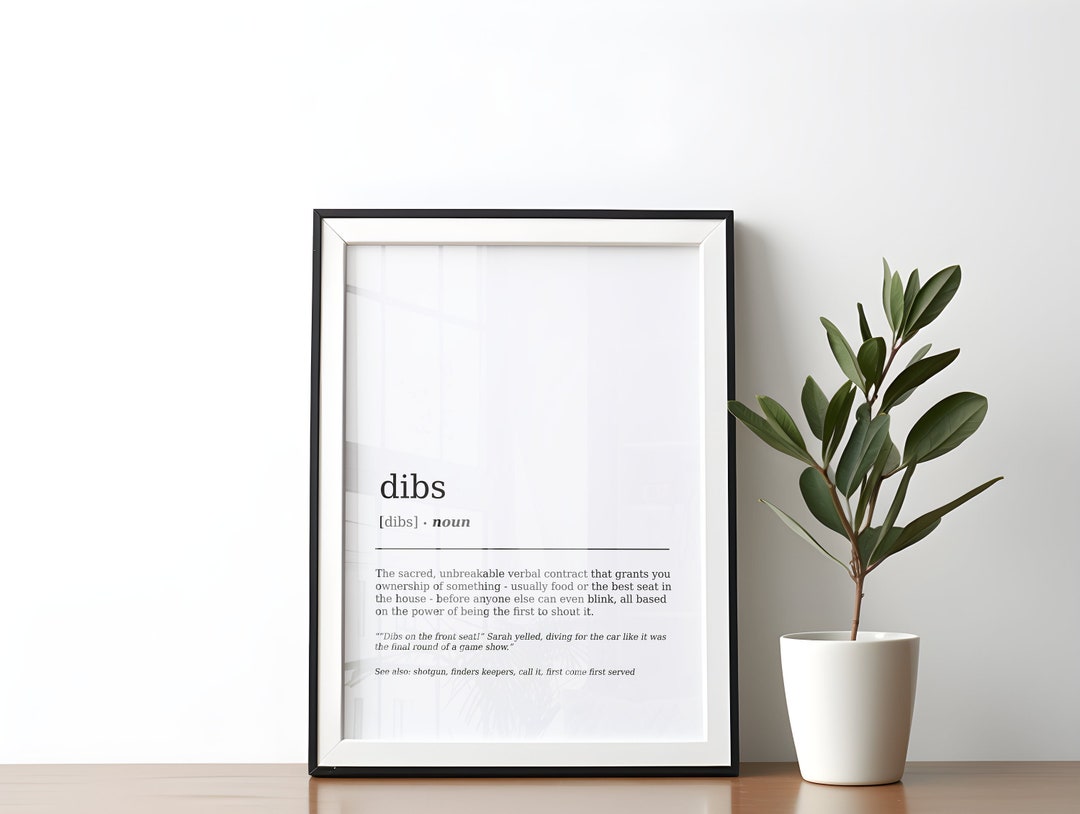 Funny Dibs Definition Print Dictionary Definition Poster Minimalist ...