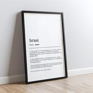 Funny Braai Definition Print South African Definition Wall Art Poster ...