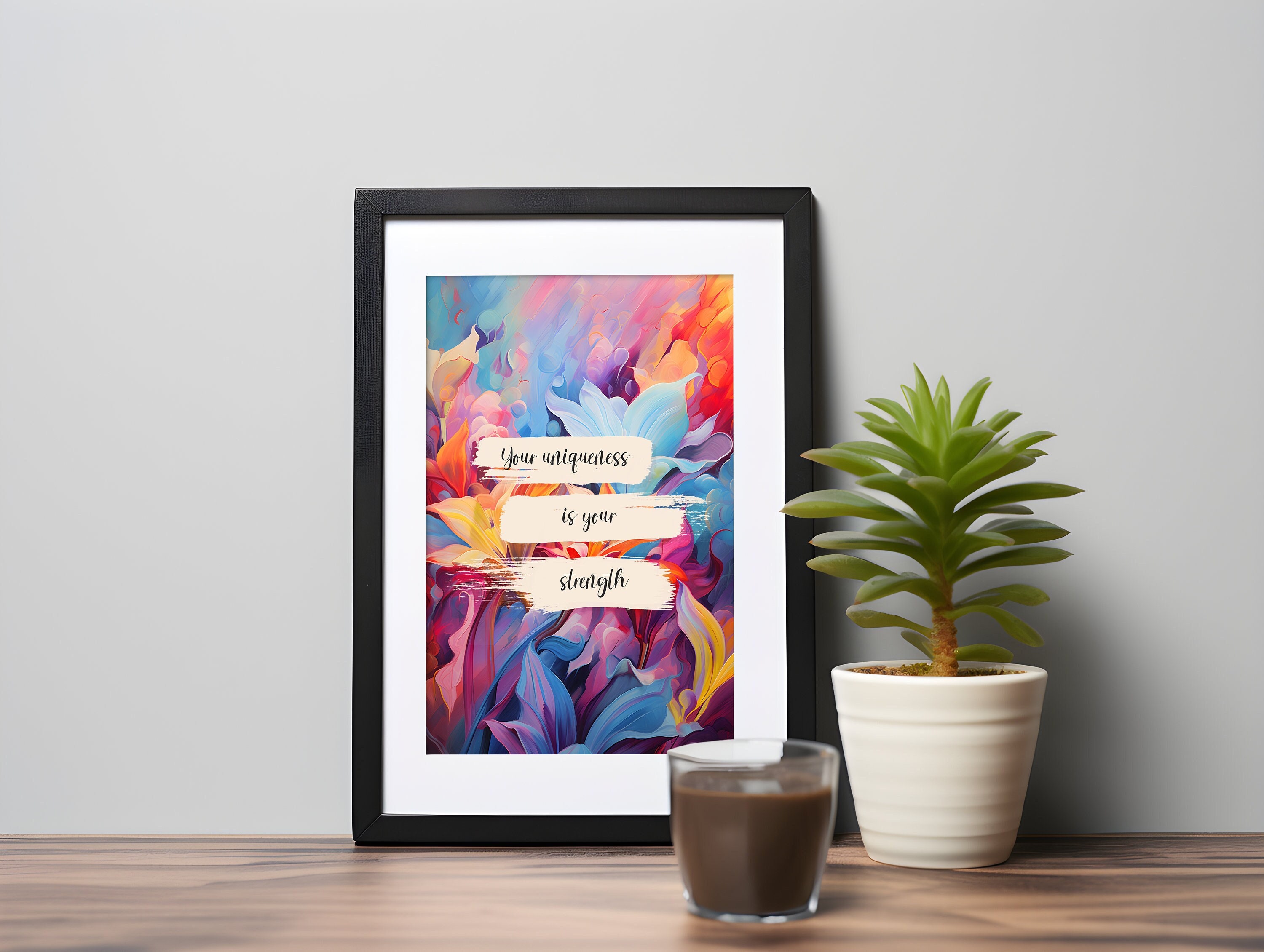 Abstract Motivational Wall Art Colorful Floral Wall Decor Motivational ...