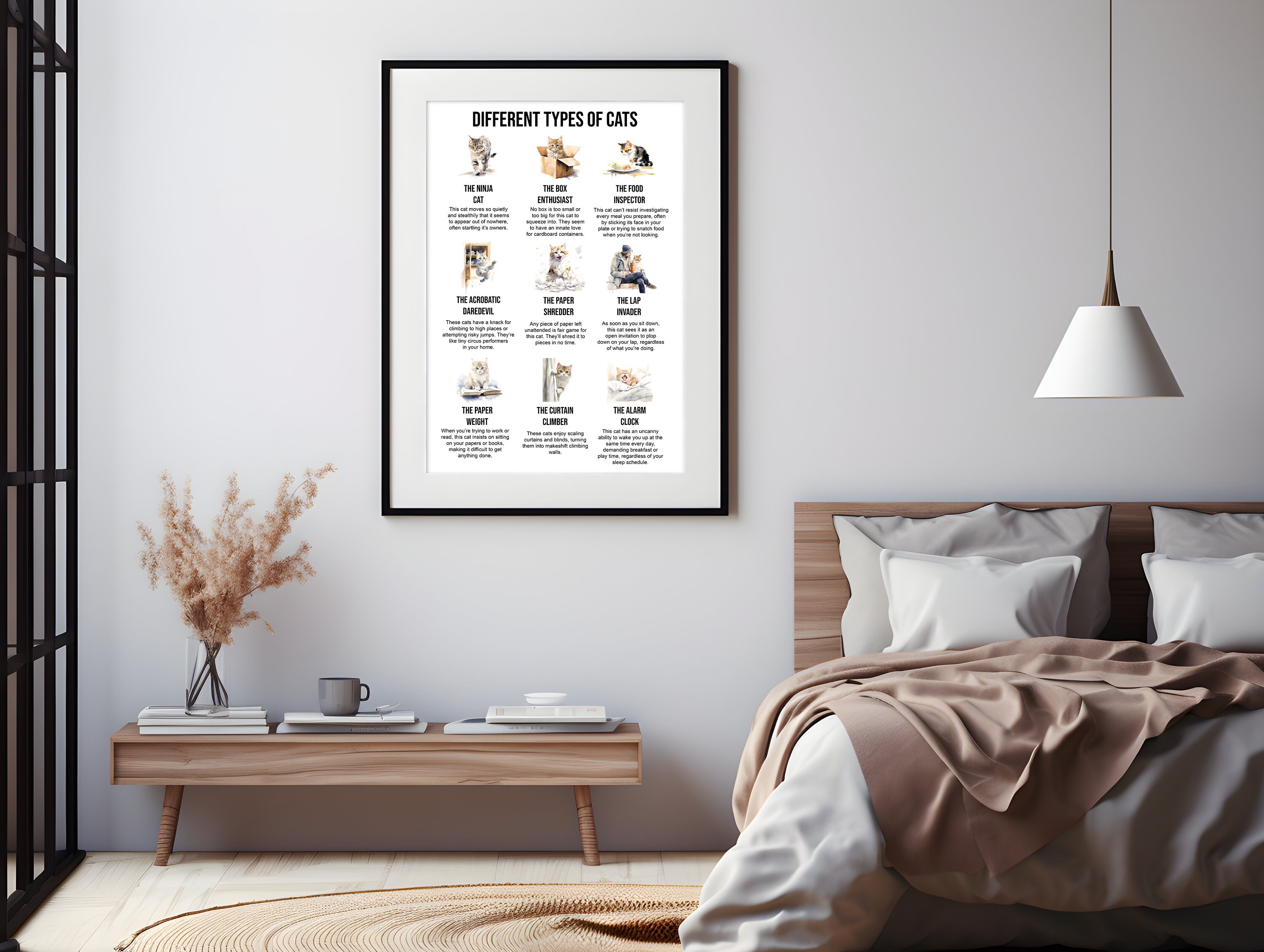Funny Different Types of Cats Poster Humorous Cat Wall Art Funny Cat ...