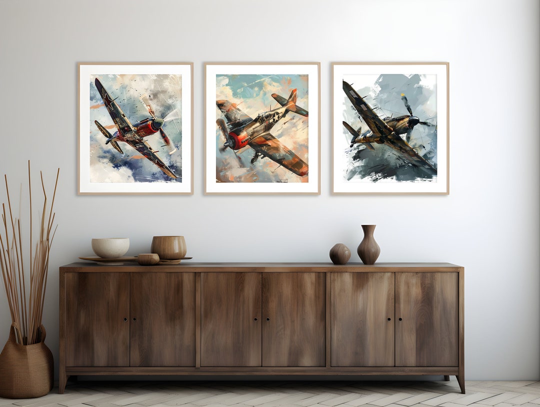 Set of 3 Aviation Posters Printable DIGITAL DOWNLOAD Airplane Wall Art ...