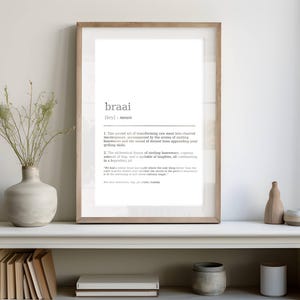 Funny Braai Definition Print South African Definition Wall Art Poster ...