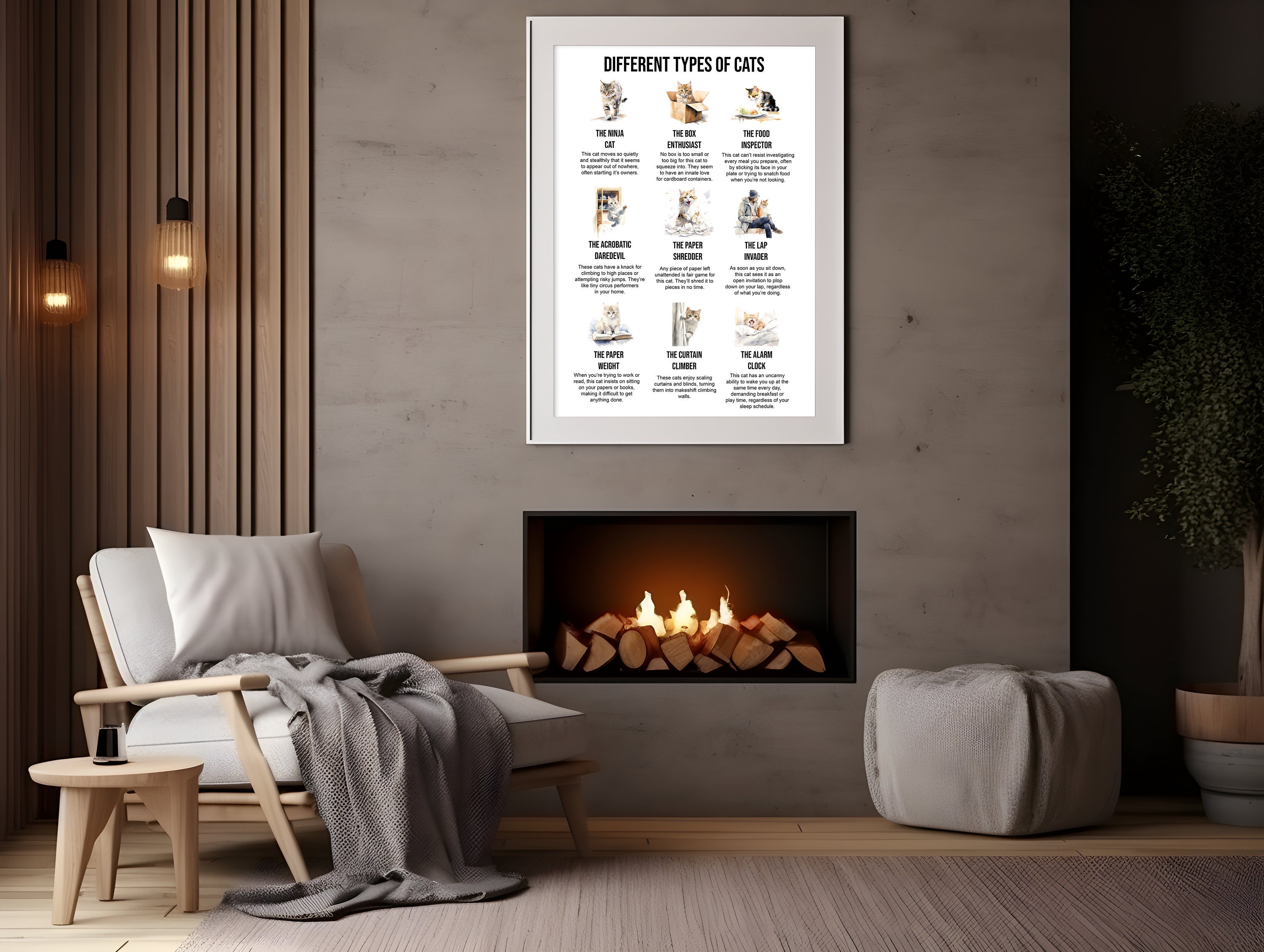 Funny Different Types of Cats Poster Humorous Cat Wall Art Funny Cat ...