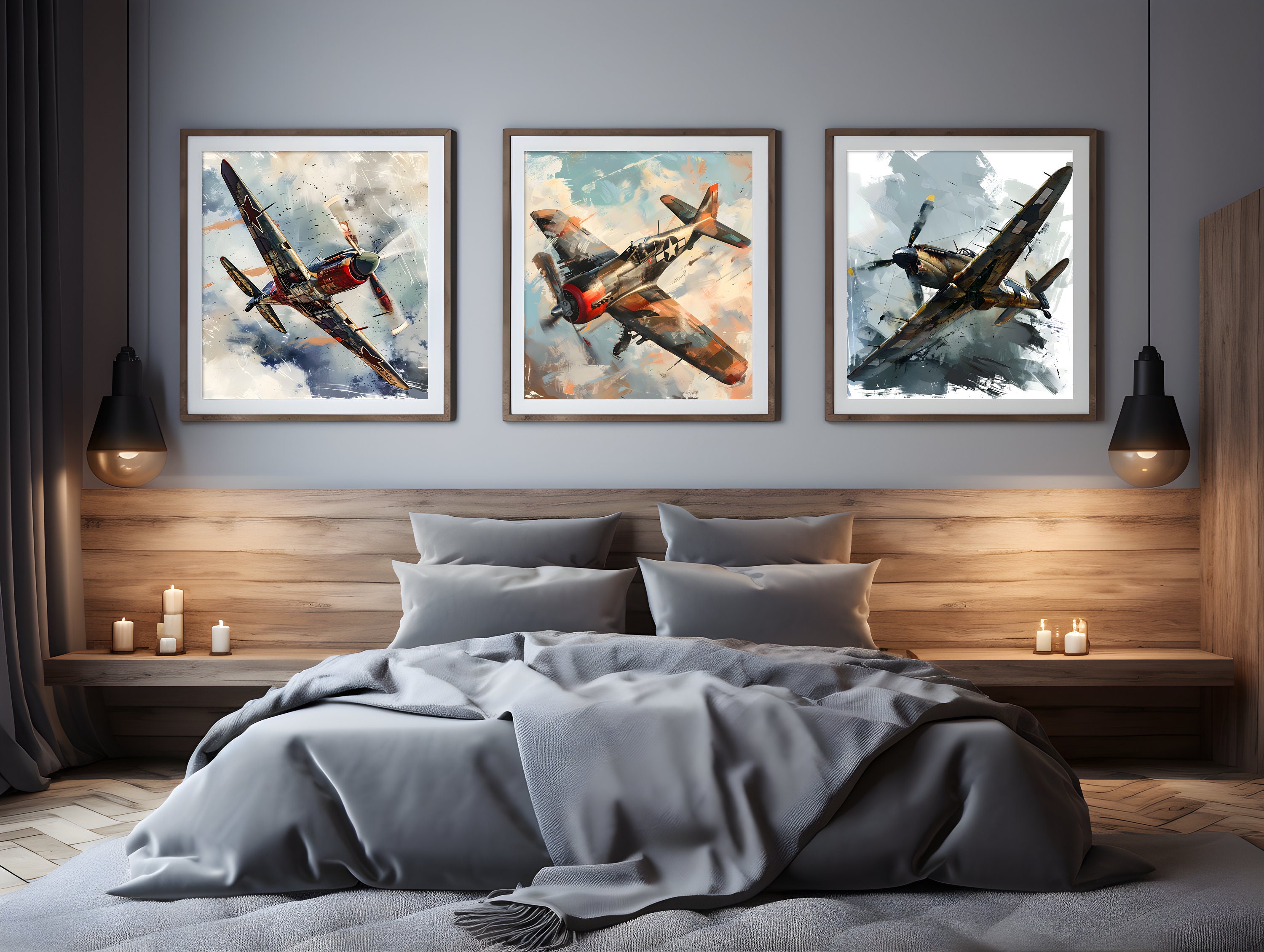 Set of 3 Aviation Posters Printable DIGITAL DOWNLOAD Airplane Wall Art ...
