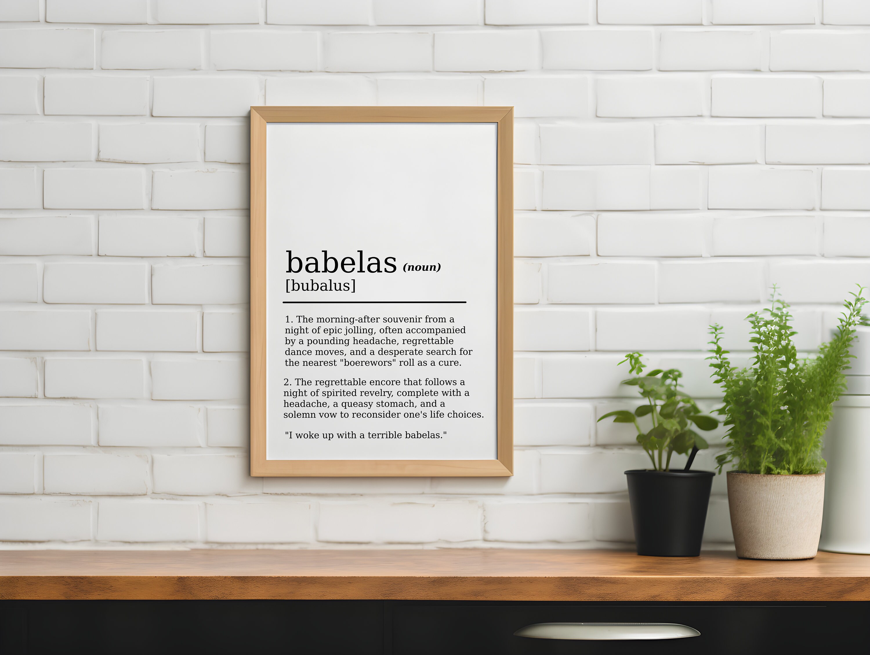 Funny Babelas Dictionary Definition Wall Art South African Slang Definition Wall Decor ...