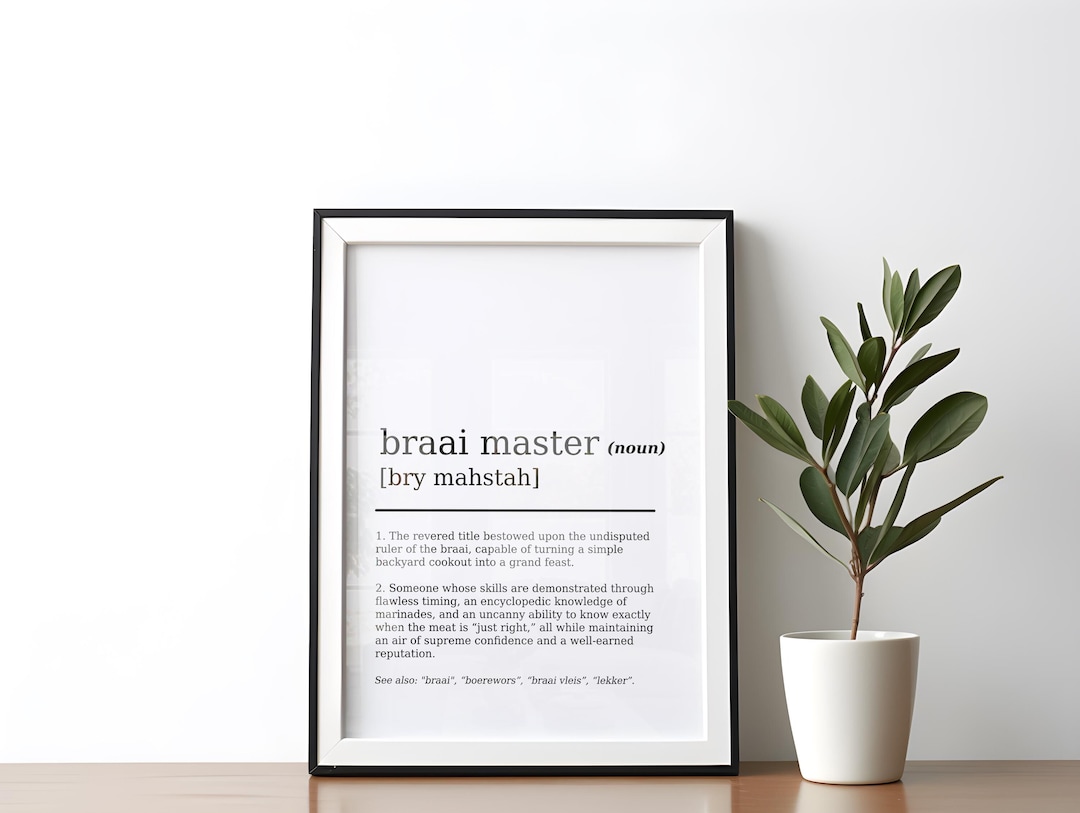 Funny Braai Master Definition Print South African Humor Wall Art ...