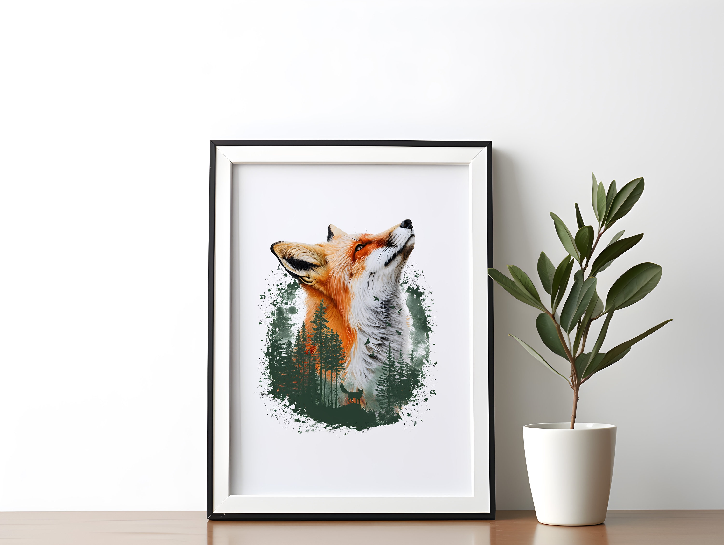 Fox Printable Wall Art Fox in the Forest Print DIGITAL DOWNLOAD Fox ...