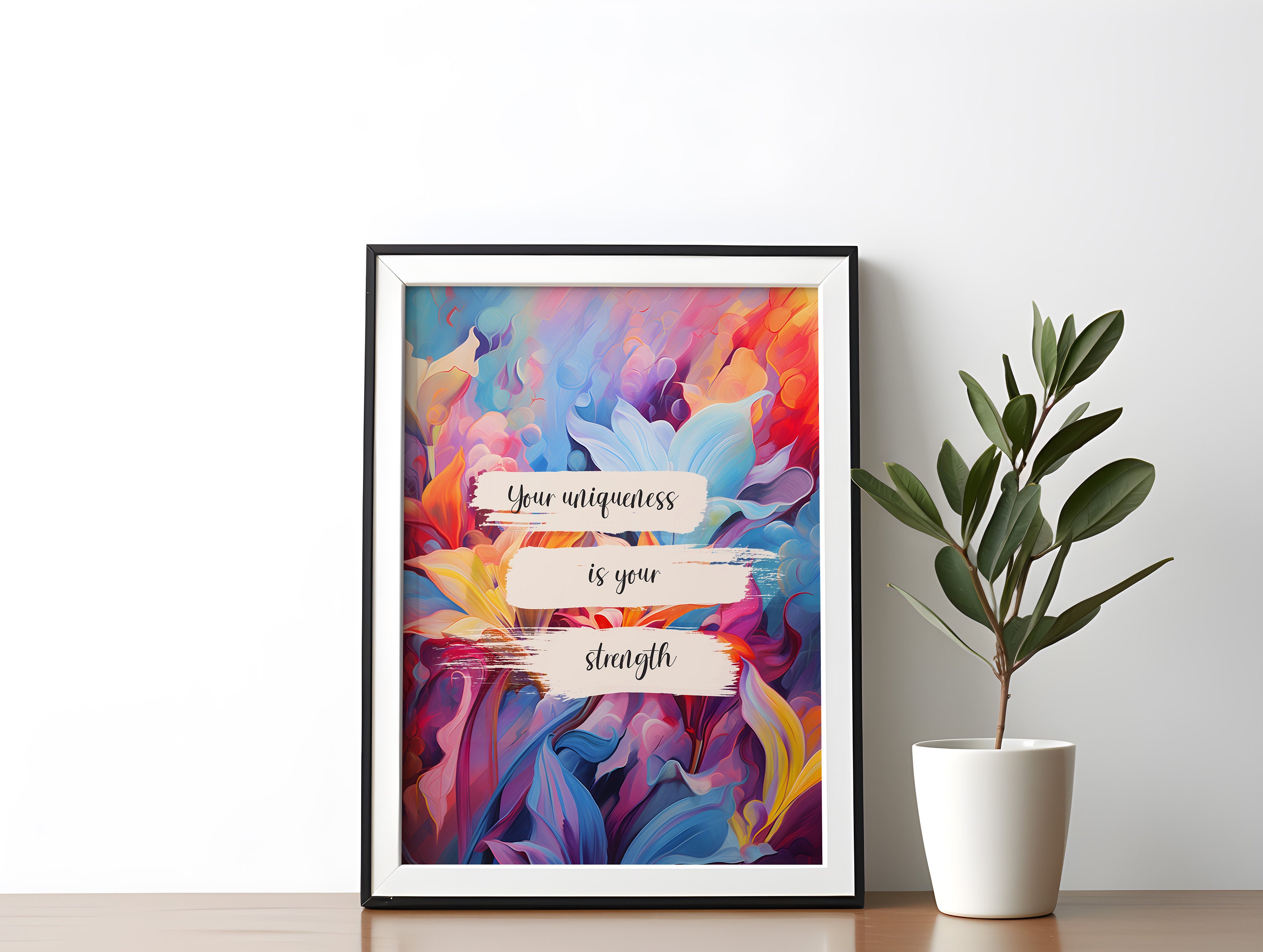 Abstract Motivational Wall Art Colorful Floral Wall Decor Motivational ...