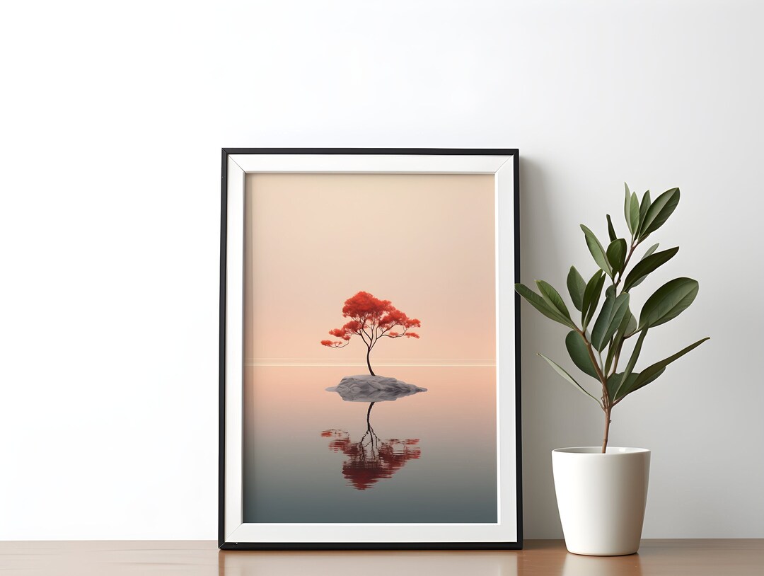 Minimalist Nature Landscape Printable Wall Art Peaceful Calm Sunrise ...