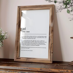 Jol Funny Dictionary Definition Wall Art South African Slang South ...