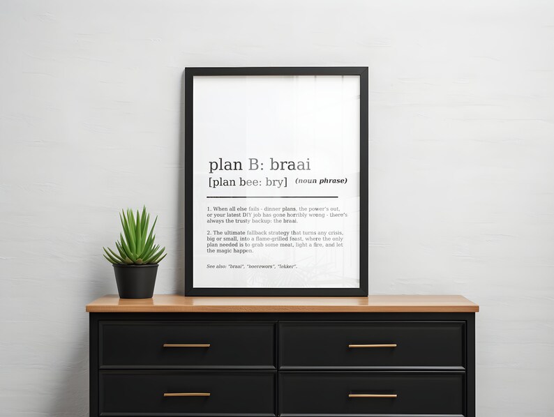 Funny Plan B Braai Definition Print South African Humor Wall Art South ...