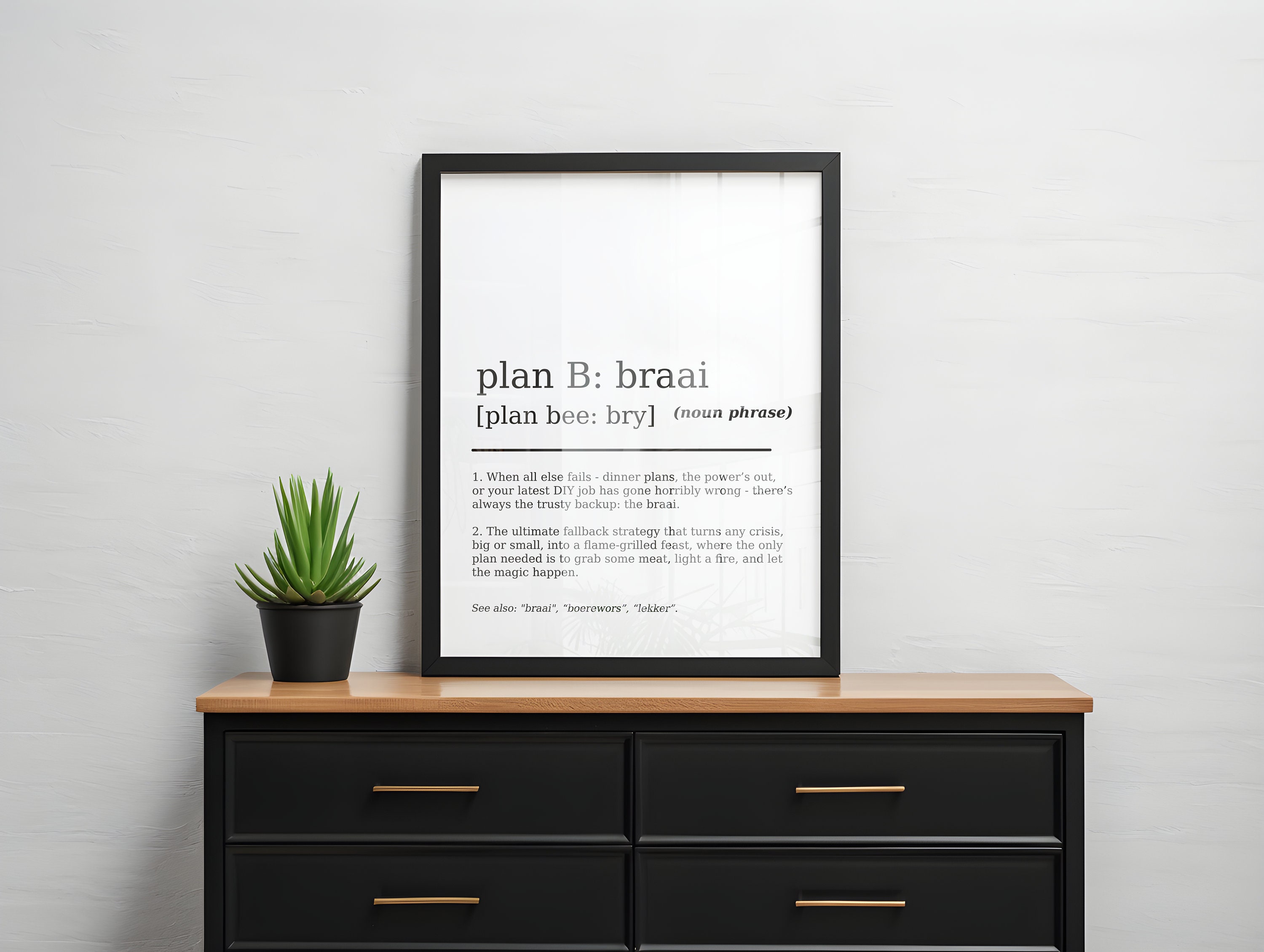 Funny Plan B Braai Definition Print South African Humor Wall Art South ...