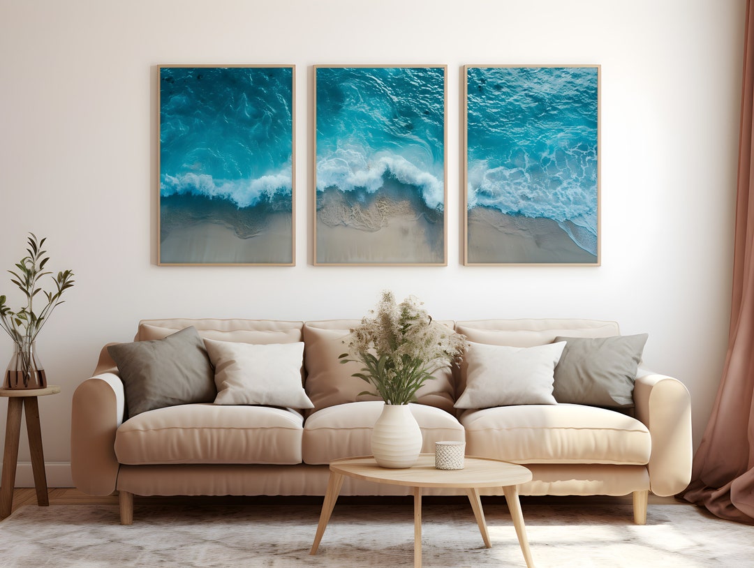 Ocean Waves Print Set of 3 Ocean Prints Beach Wall Art Coastal ...