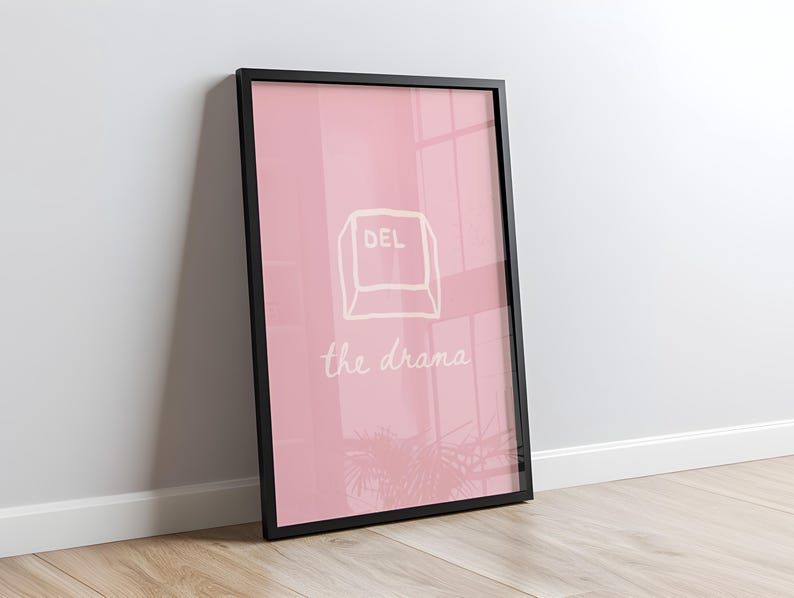 Minimalist Pink Computer Poster | Funny Humorous Tech Wall Art Print ...