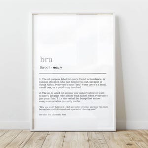 Bru Definition Print Funny South African Slang Wall Art DIGITAL ...