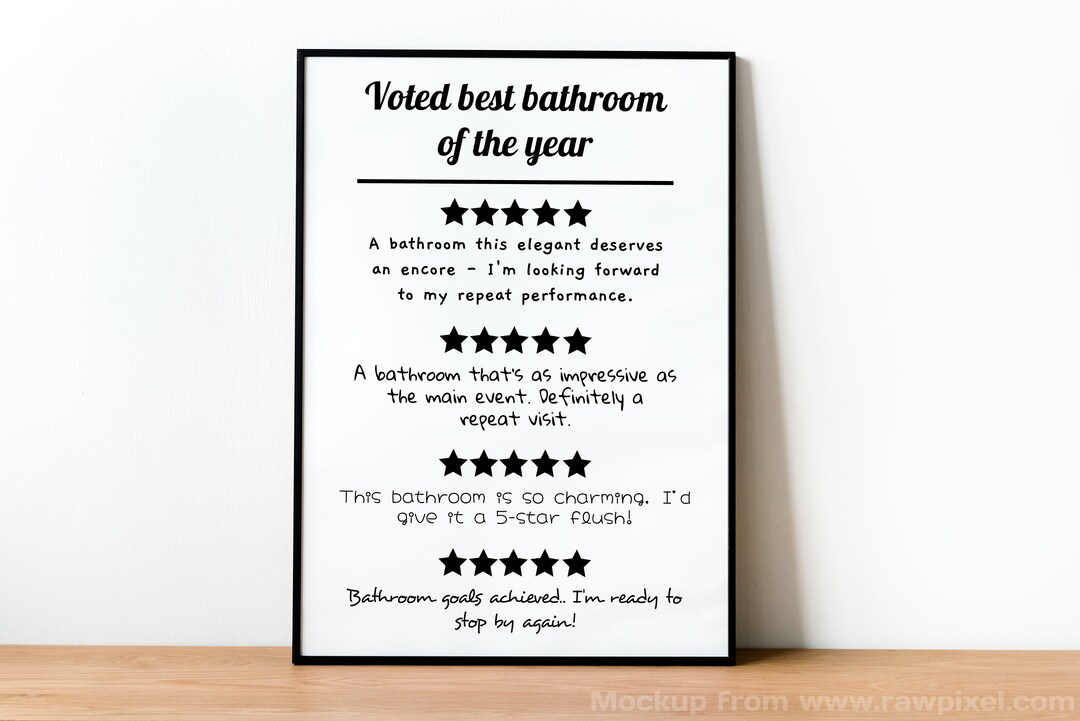 Toilet 5 Star Reviews Printable Wall Art Funny Loo Poop - Etsy