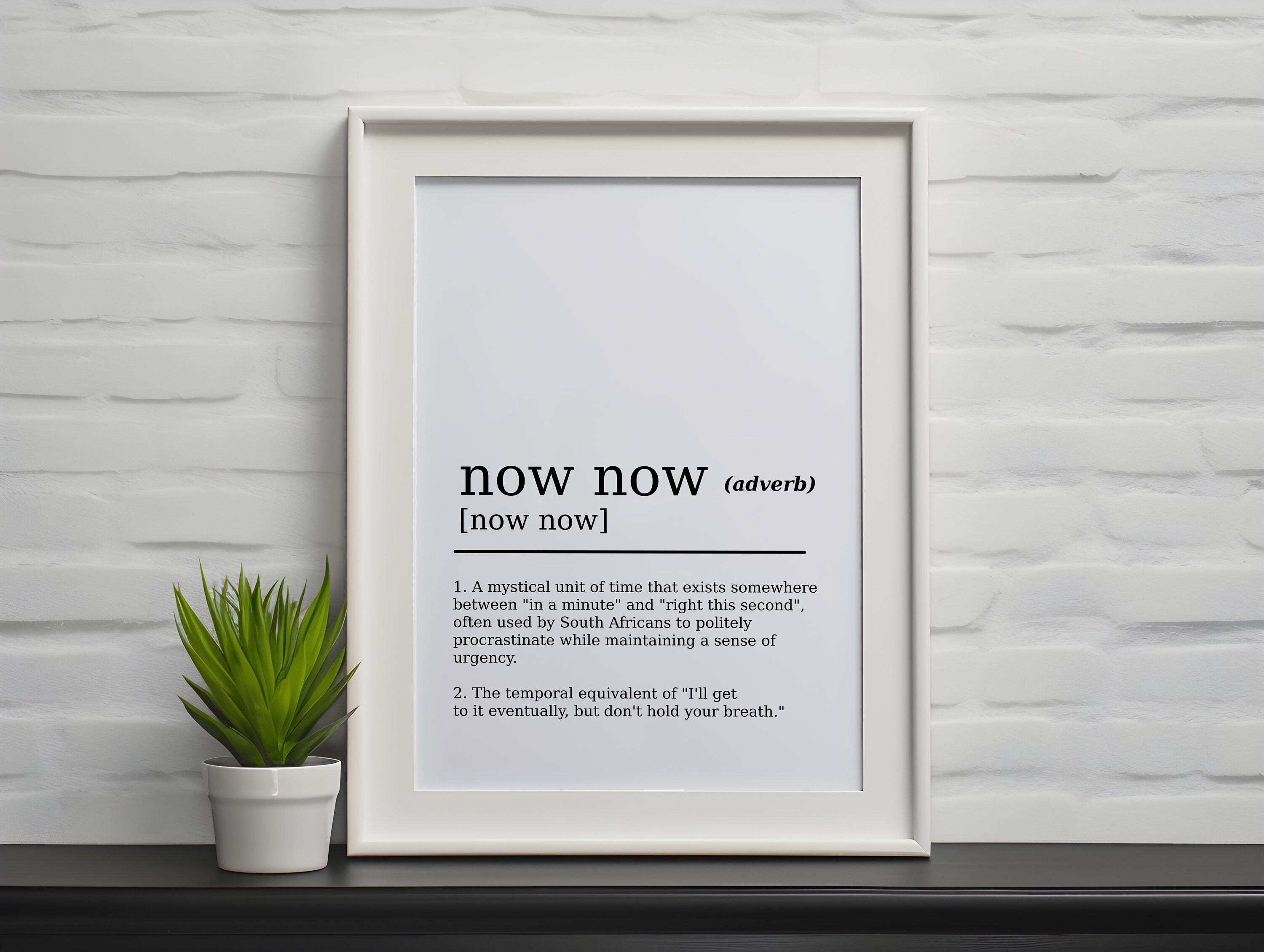 Now Now Funny Dictionary Definition Wall Art South African Slang Wall ...