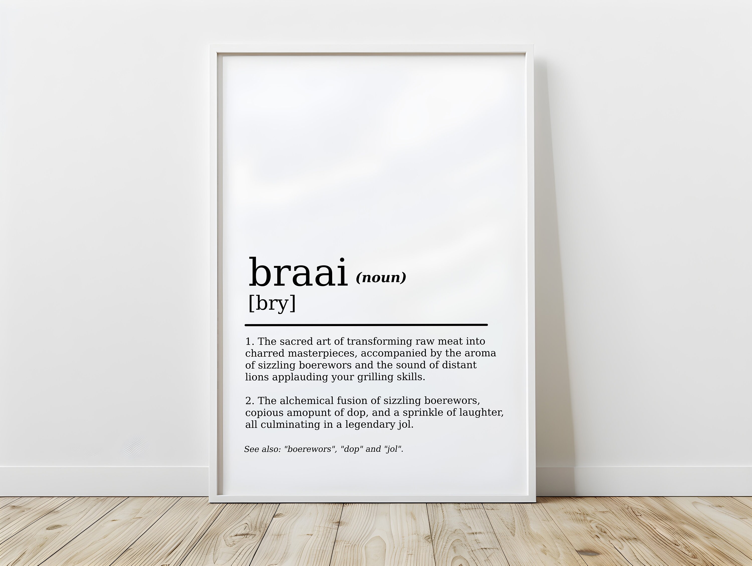 Funny Braai Definition Print South African Definition Wall Art Poster ...