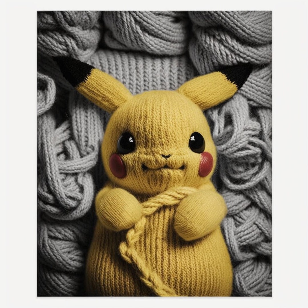 Pokémon Knit Art Pikachu Poster - Etsy