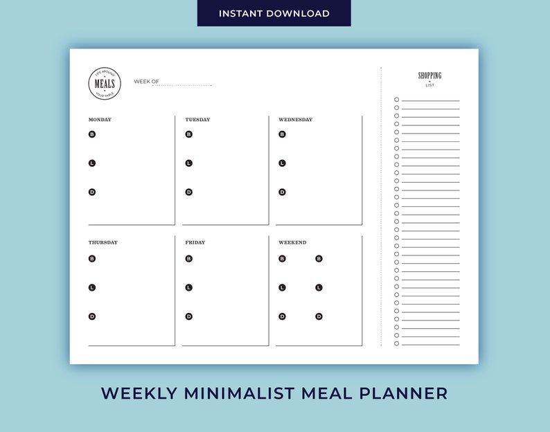 Weekly Meal Planner Download - Etsy