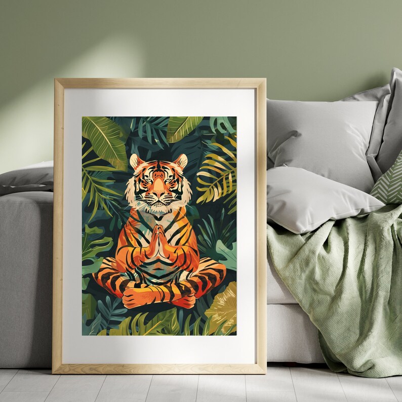 Zen Tiger Yoga Art Print: Jungle Meditation Poster - Etsy