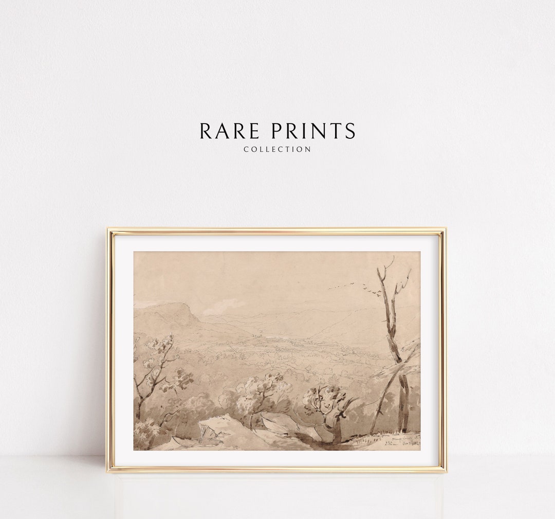 Vintage Printable Art Beige Landscape Painting Neutral - Etsy