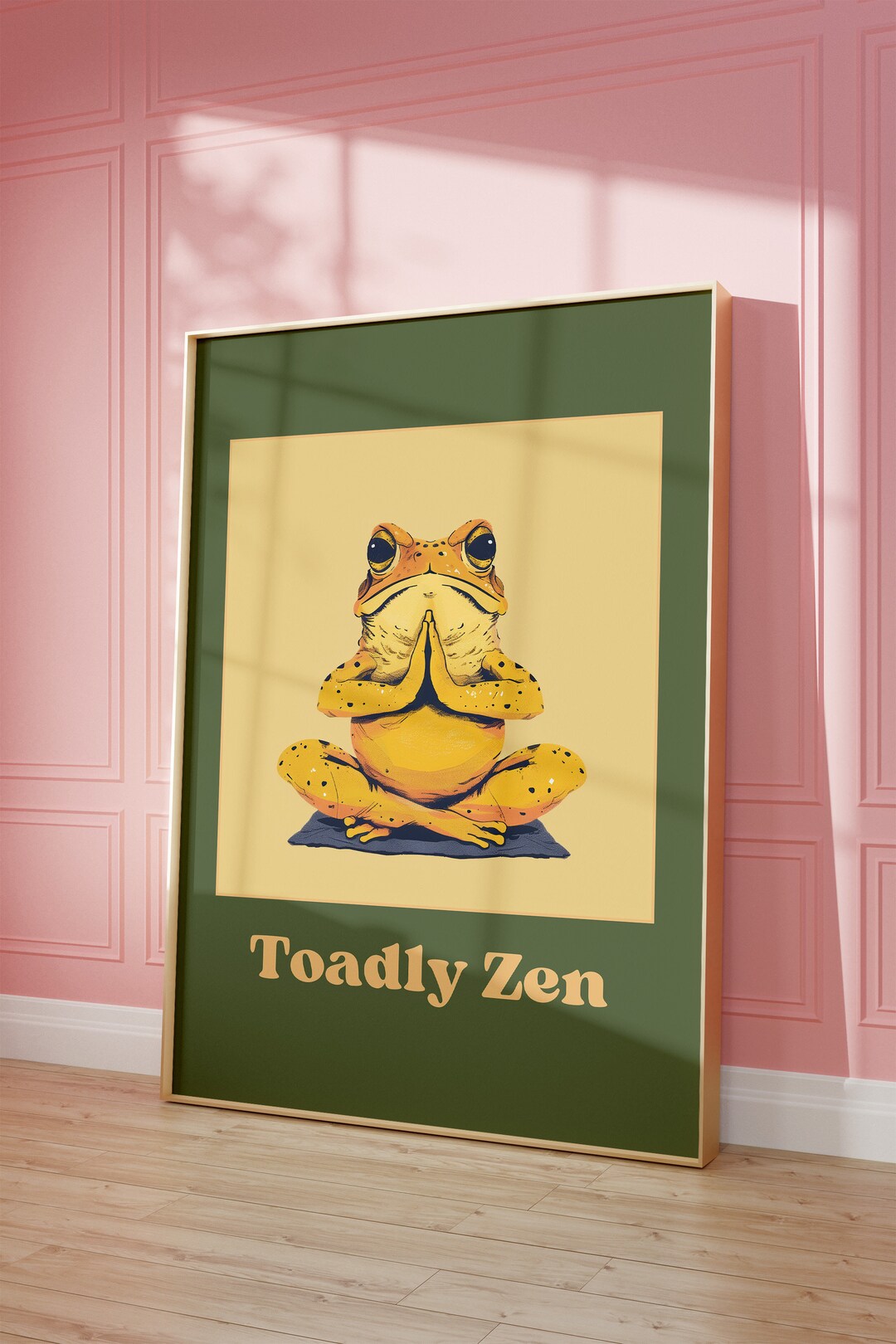 Toadly Zen Poster Nature Illustration, Tropical Leaf Print, Yoga Toad ...